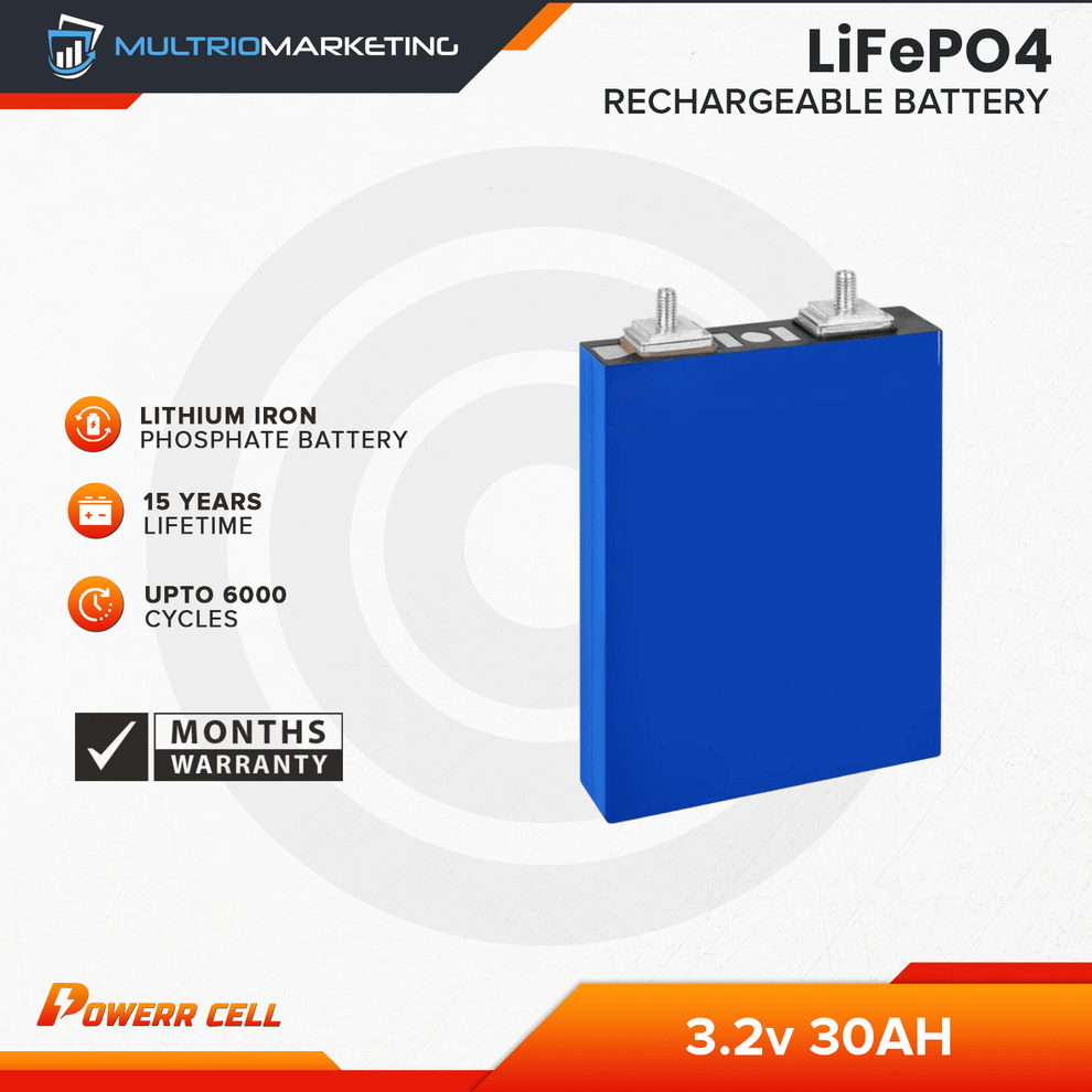 LiFePO4 Battery 3.2V 30Ah Great Power UPS Safe Sealed Rechargeable - L ...
